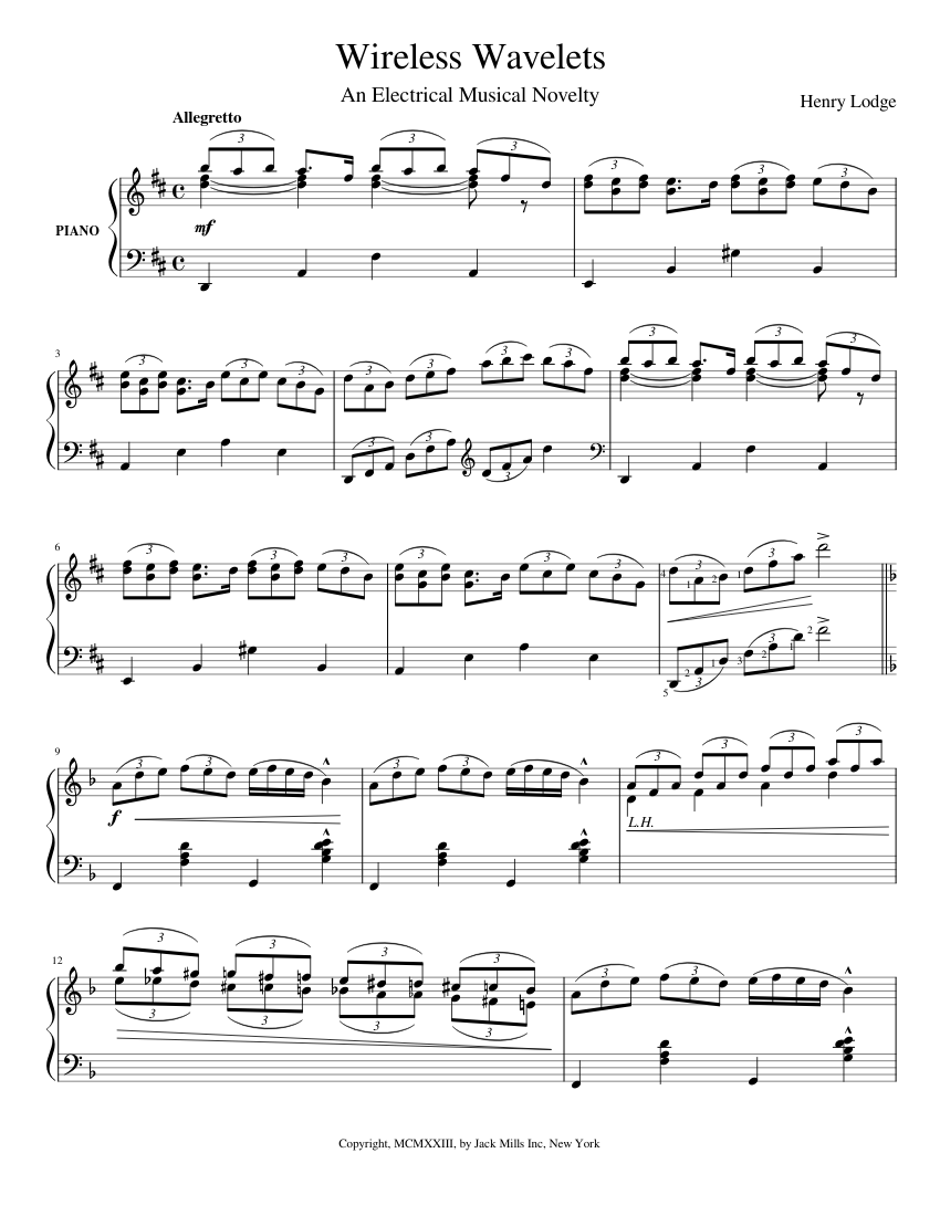 Wireless Wavelets (1923) Sheet music for Piano (Solo) | Musescore.com