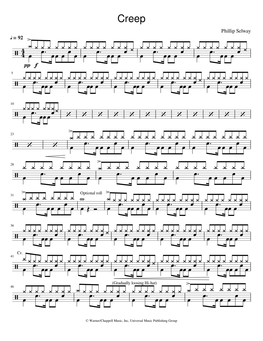 Creep-Radiohead Sheet Music for Drum group (Percussion Ensemble ...
