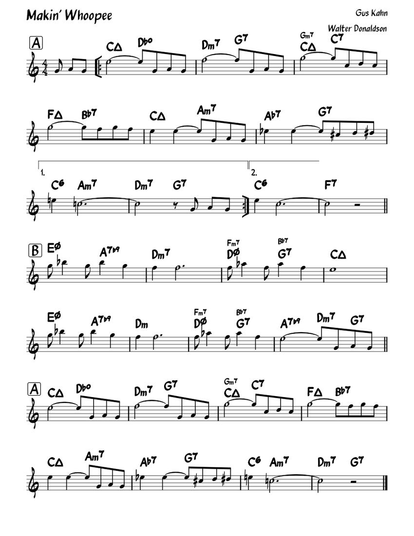 Makin' Whoopee Sheet Music with Chords for Piano (Solo) easy ...