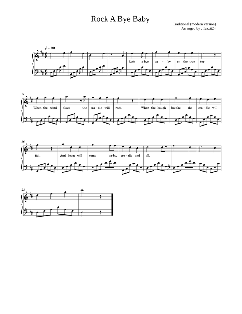 Rock-a-bye Baby Jig – Misc tunes Rock a bye baby - Traditional (modern ...