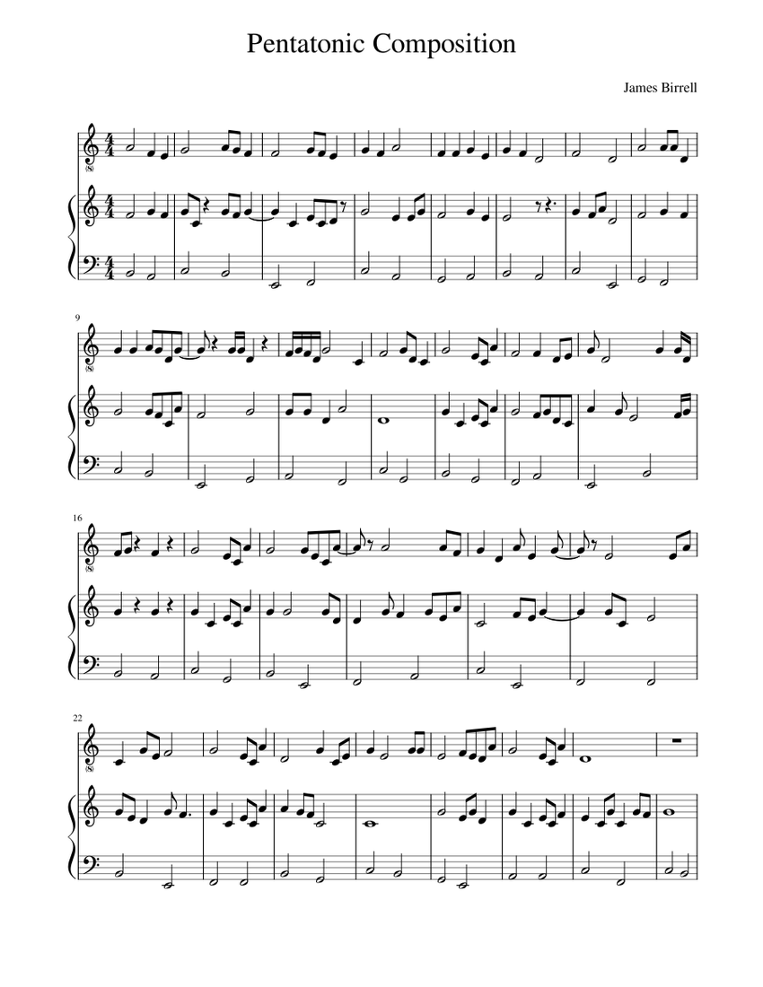 Pentatonic Composition Sheet music for Piano, Vocals (Piano-Voice ...