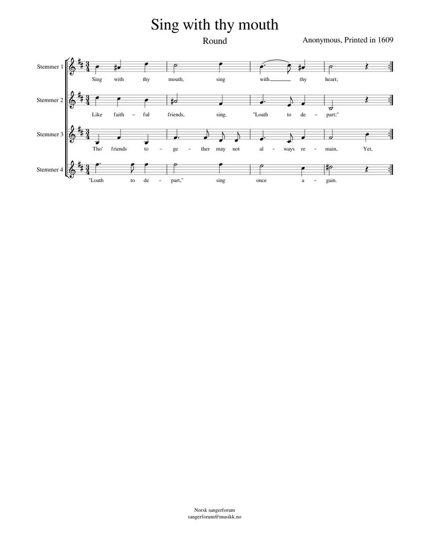 Sing with thy mouth Sheet Music for Vocals (Choral) | MuseScore.com