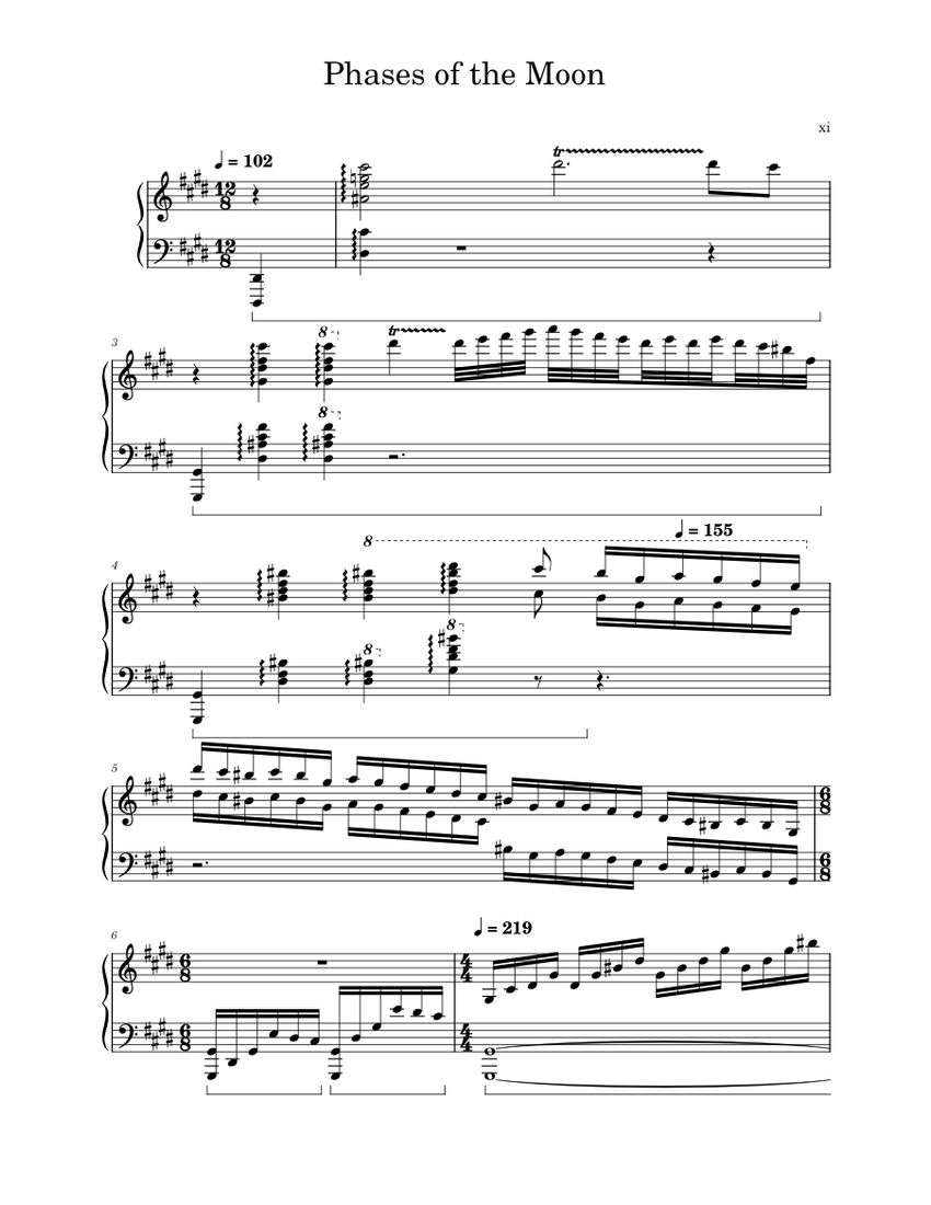 Phases of the Moon - xi Sheet Music for Piano (Solo) | MuseScore.com