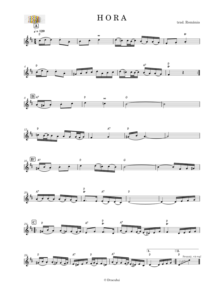 Hora Sheet Music with Chords for Recorder (Concert Band) | MuseScore.com