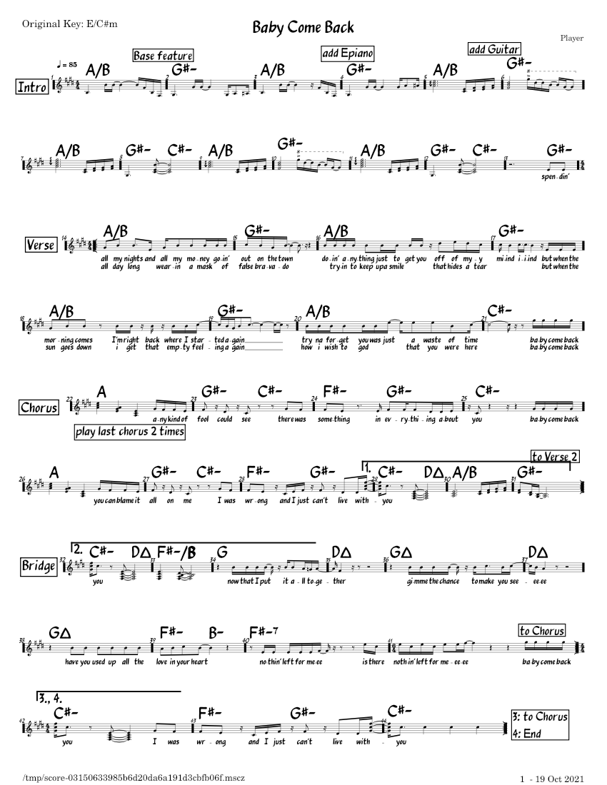 Baby Come Back - Gearspace