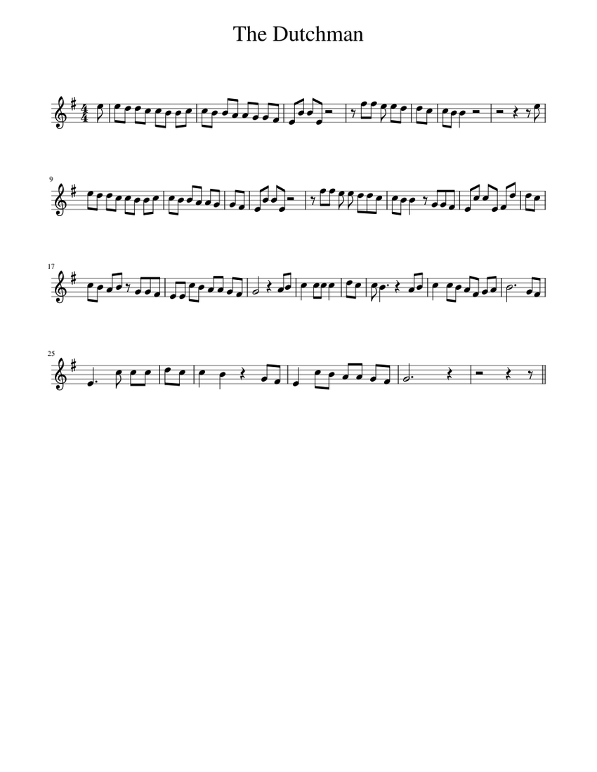 The Dutchman Sheet Music for Piano (Solo) easy | MuseScore.com