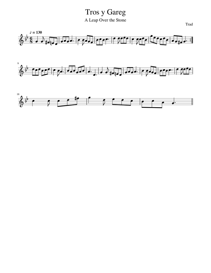 Traditional music - Tros y Gareg Sheet music for Piano (Solo ...