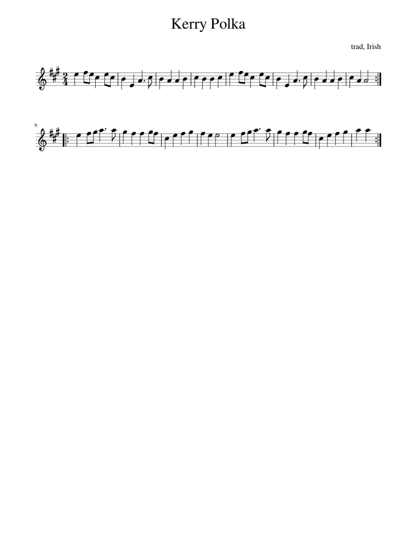 Traditional music - Kerry Polka Sheet Music for Piano (Solo) easy ...