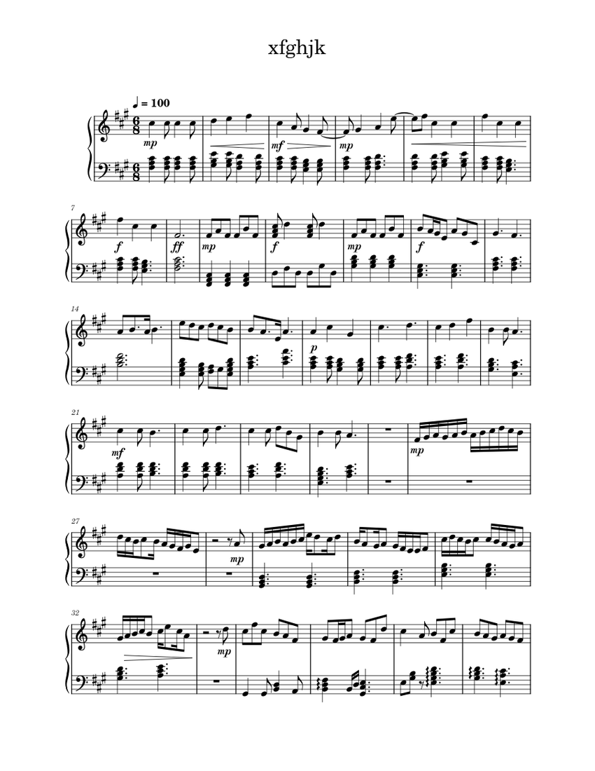 xfghjk Sheet Music for Piano (Solo) easy | MuseScore.com