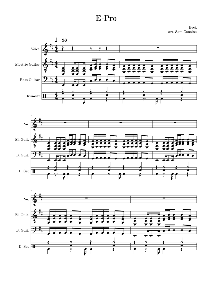 E-Pro – Beck E-Pro, Beck - E-Pro Sheet music for Vocals, Guitar, Bass ...