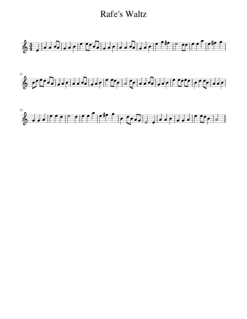 Rafe's Waltz Sheet music for Piano (Solo) Easy | Musescore.com