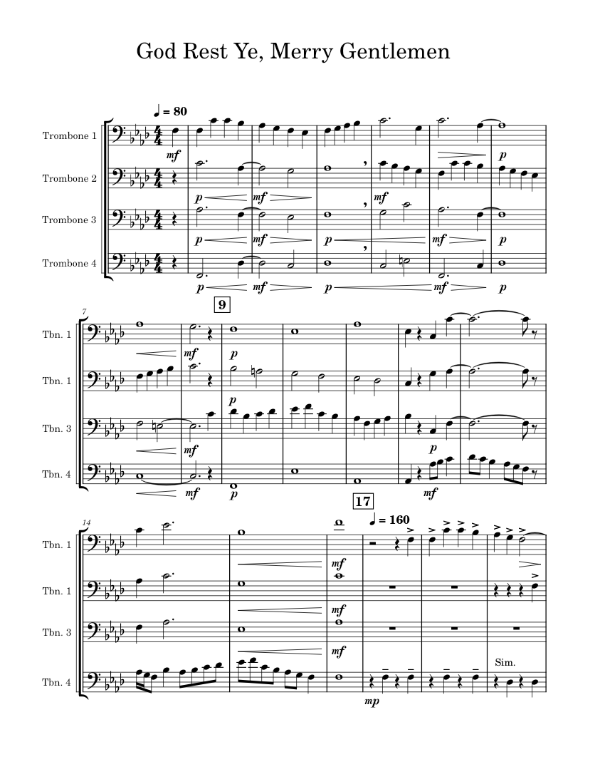 God Rest Ye, Merry Gentlemen - Drew Turner Sheet music for Trombone ...