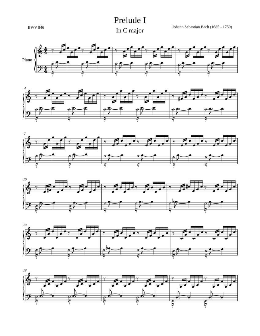 Prelude CMaj - Johan Sebastian BACH Sheet music for Piano (Solo ...