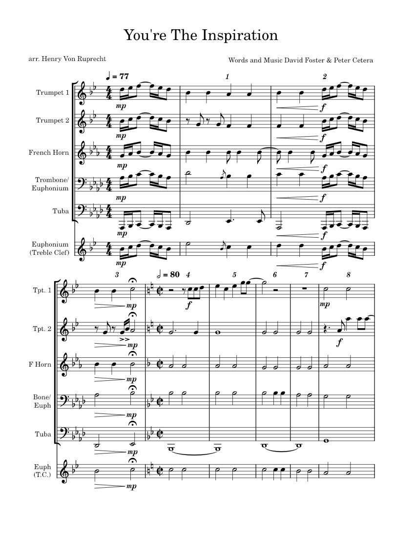 You're The Inspiration – Chicago, David Foster, Peter Cetera Sheet ...