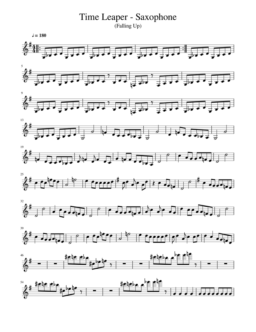 Time Leaper - Saxophone (Falling Up) Sheet music for Piano (Jazz Band ...