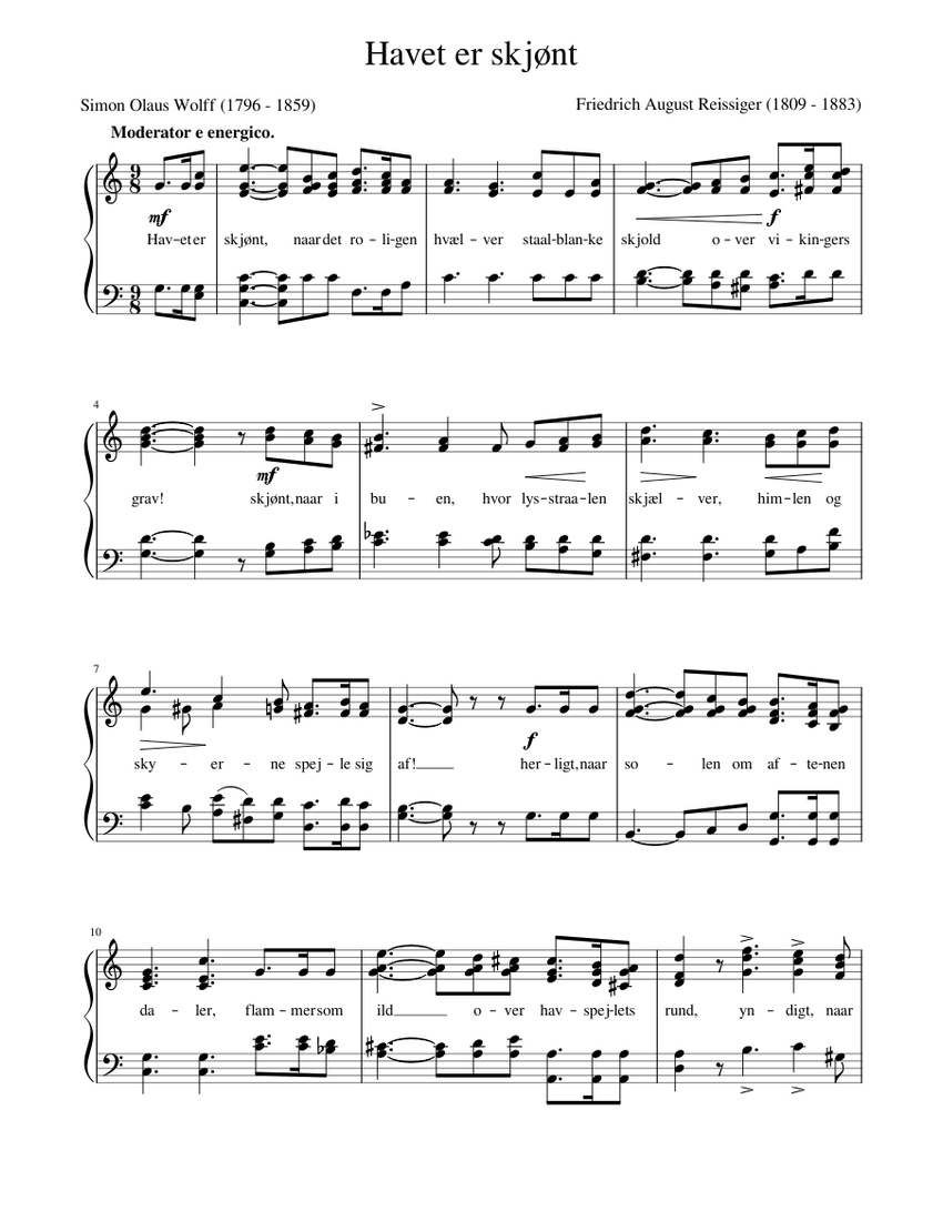 Havet er skjønt Sheet Music for Piano (Solo) | MuseScore.com