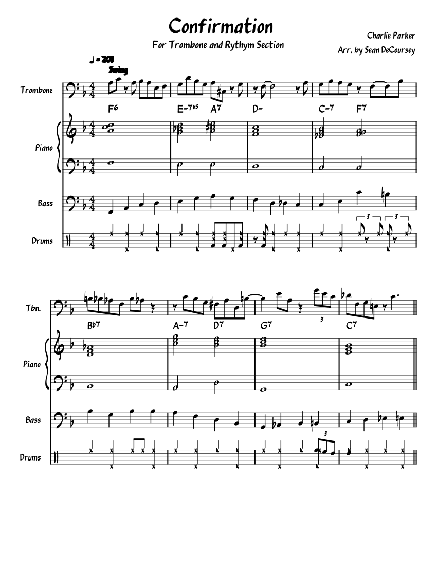 Confirmation By Charlie Parker Sheet Music with Chords for Piano ...