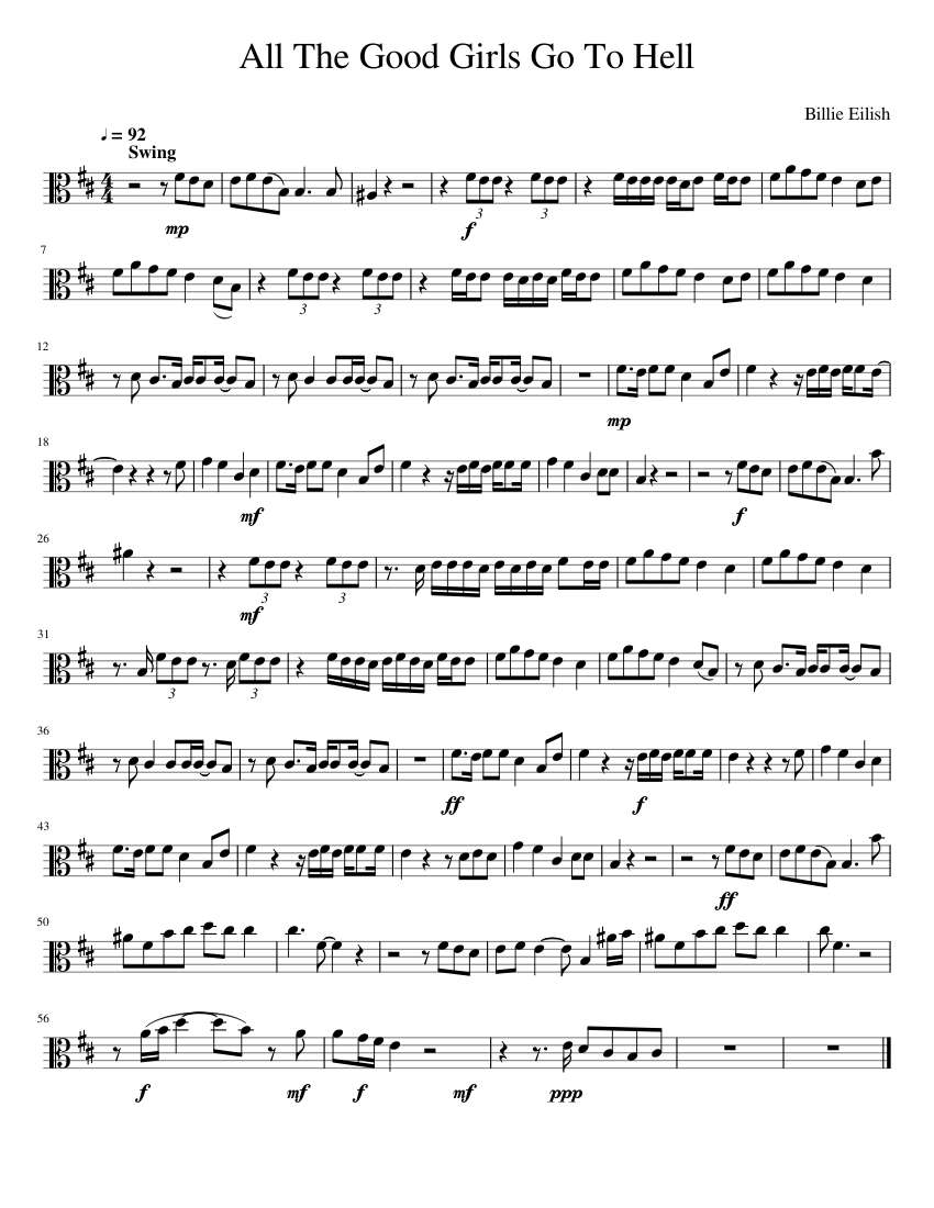All_The_Good_Girls_Go_To_Hell Sheet Music for Viola (Solo) | MuseScore.com