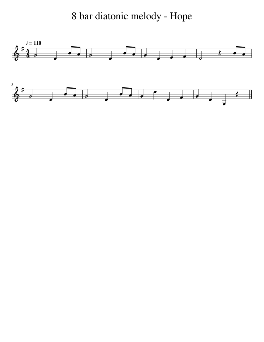 8 bar diatonic melody - Hope Sheet music for Piano (Solo) | Musescore.com