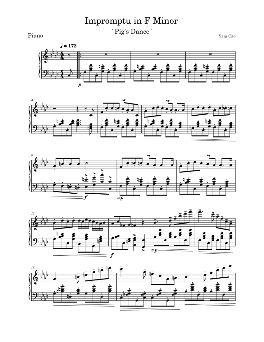 Impromptu in F Minor - piano tutorial