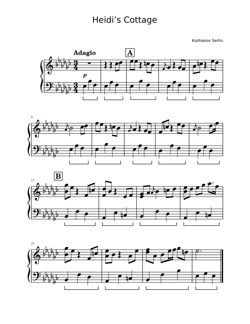 Heidi’s Cottage Sheet music for Piano (Solo) Easy | Musescore.com