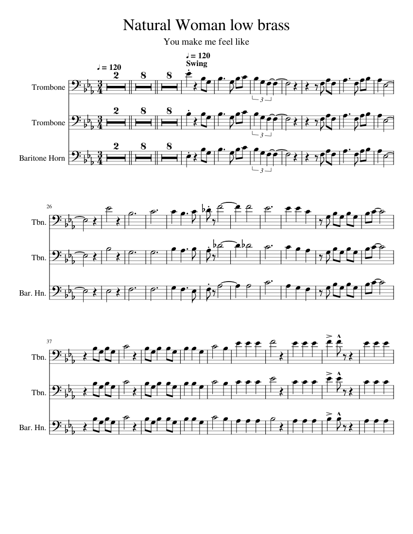 Natural Woman Low Brass Sheet music for Trombone, Baritone horn (Mixed ...