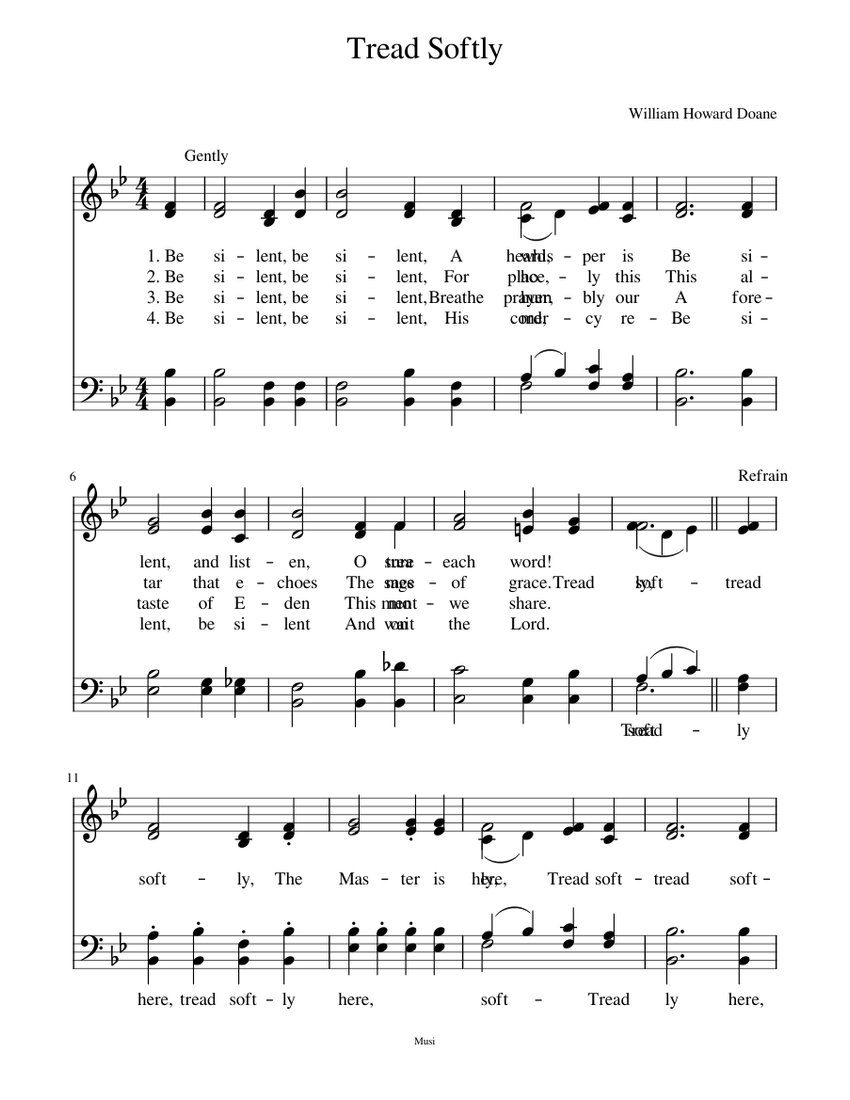 Tread Softly - W. Howard Doane Sheet Music for Piano (Piano Duo ...