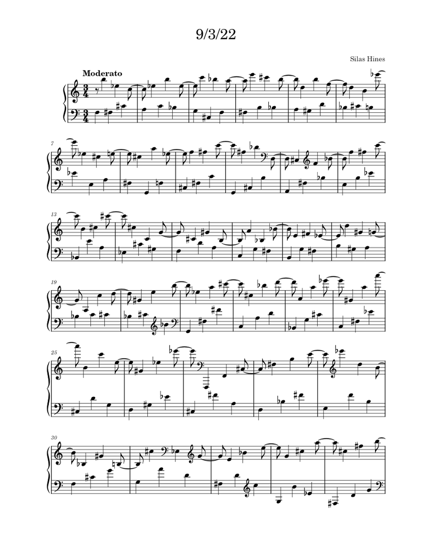 9/3/22 - Silas Hines Sheet music for Piano (Solo) Easy | Musescore.com
