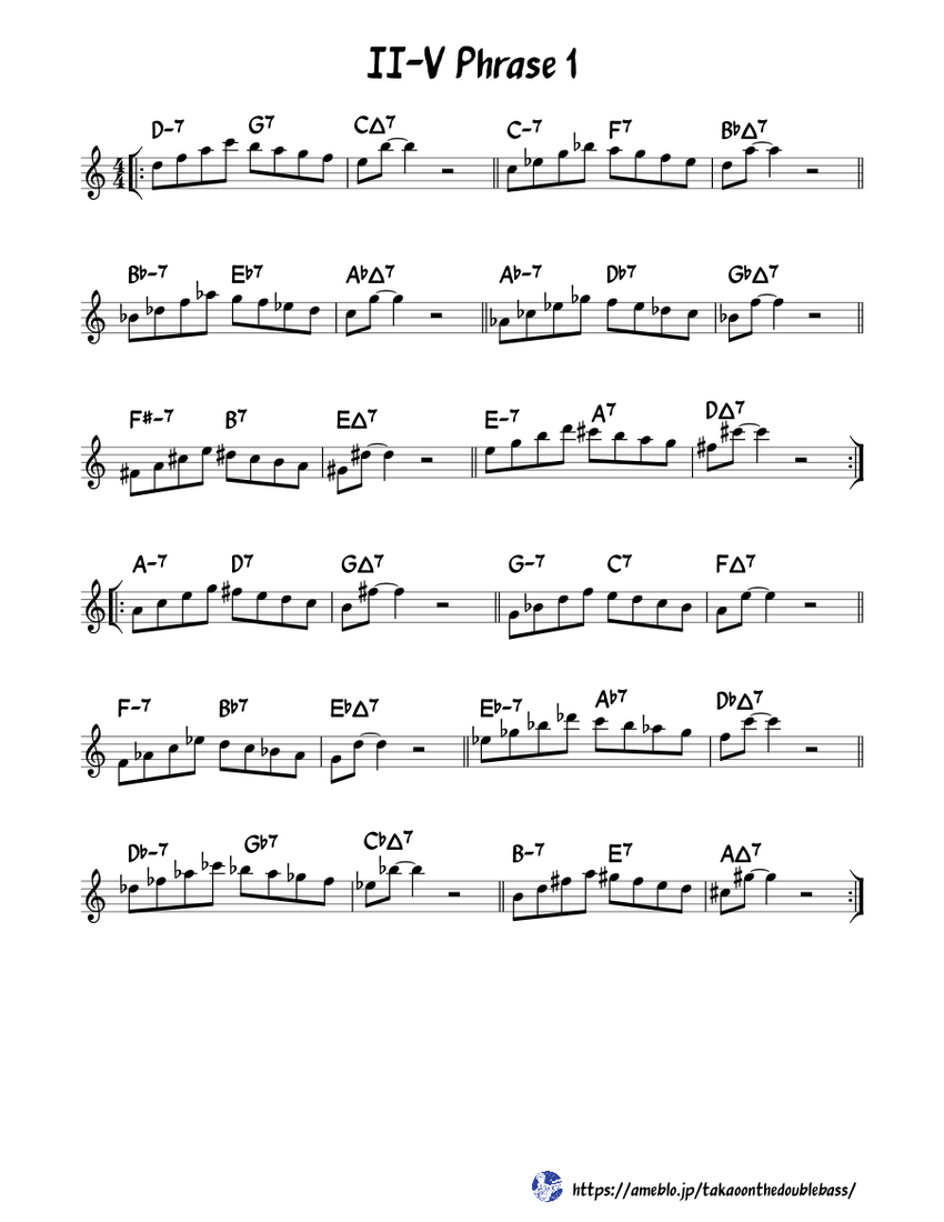 II-V Phrase 1 Sheet Music with Chords for Piano (Solo) easy | MuseScore.com