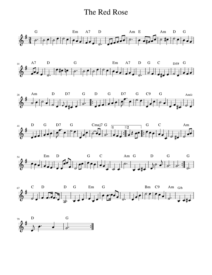 The Red Rose Sheet music for Piano (Solo) Easy | Musescore.com