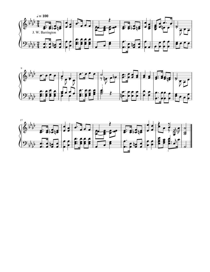 ONWARD (Barrington) - John W. Barrington Sheet music for Piano (Solo ...