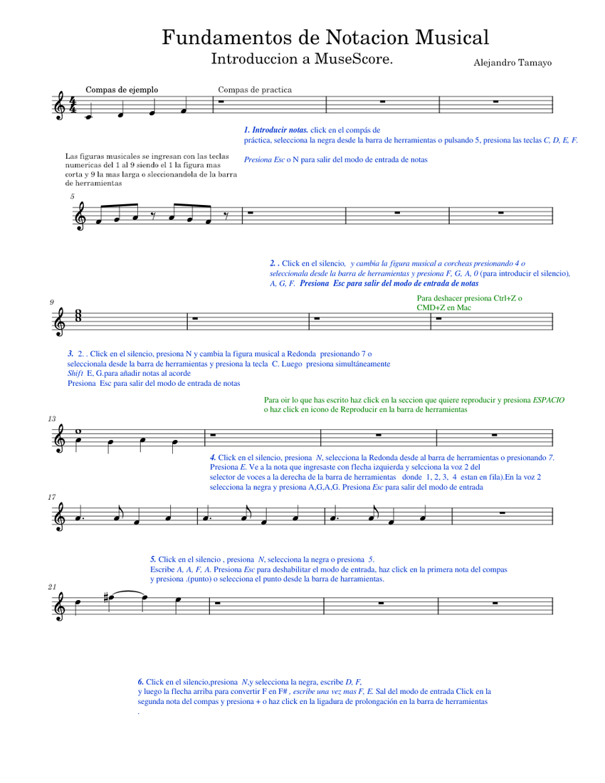 Fundamentos de Notacion Musical Taller 1 Sheet music for Piano (Solo ...
