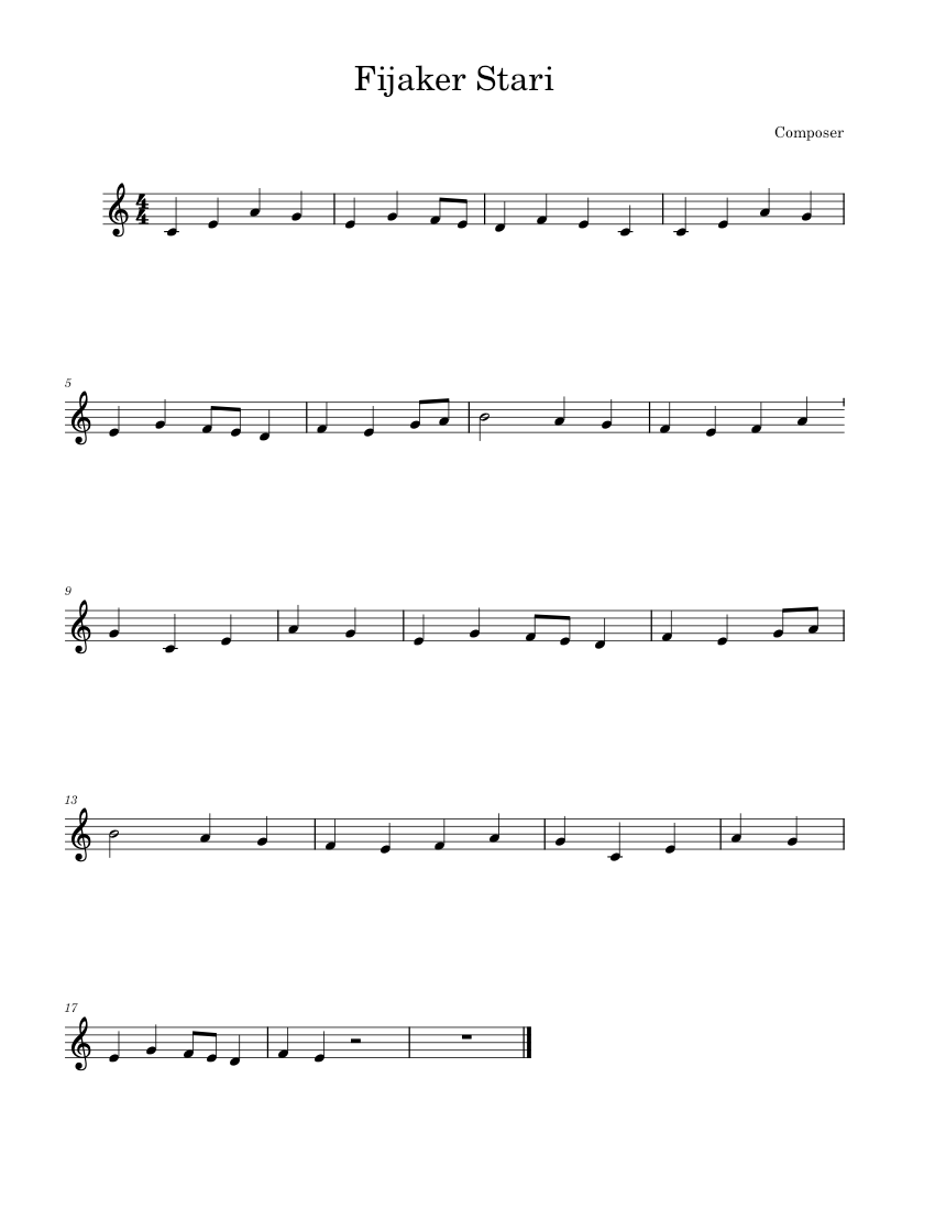 Fijaker Stari Sheet music for Piano (Piano Four Hand) Easy | Musescore.com