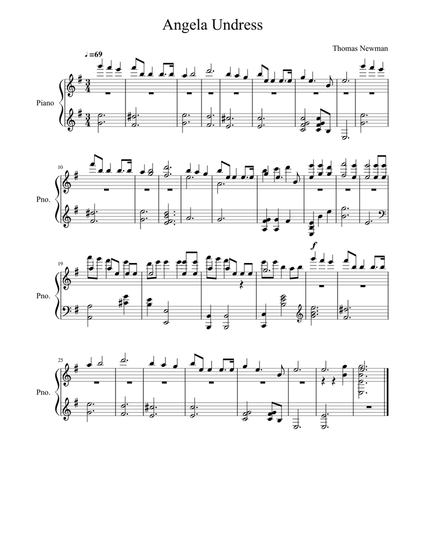 Angela Undress Sheet music for Piano (Solo) Easy | Musescore.com