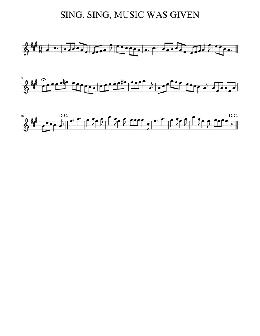 SING, SING, MUSIC WAS GIVEN Sheet music for Piano (Solo) Easy ...
