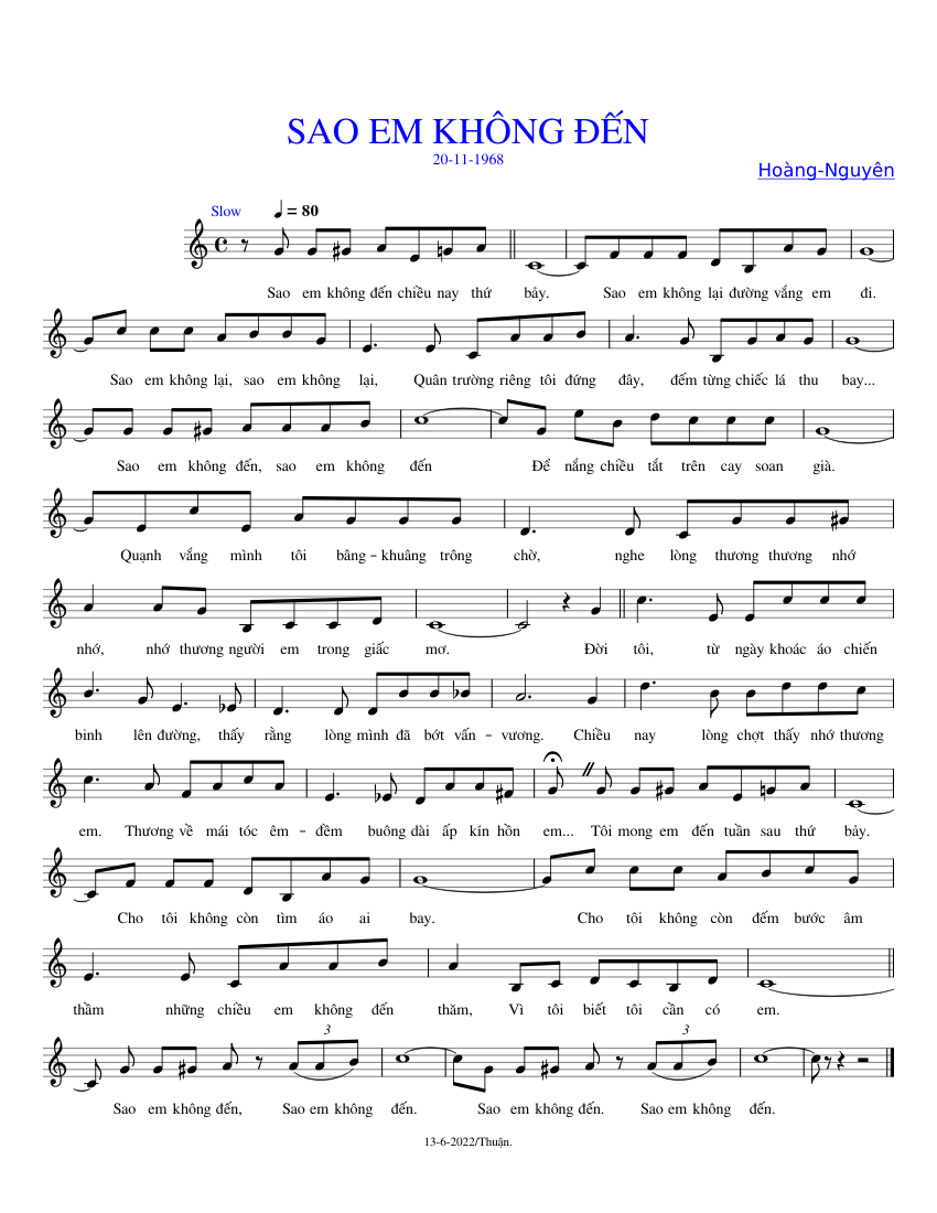 SAO_EM_KHÔNG_ĐẾN Sheet music for Piano (Solo) Easy | Musescore.com
