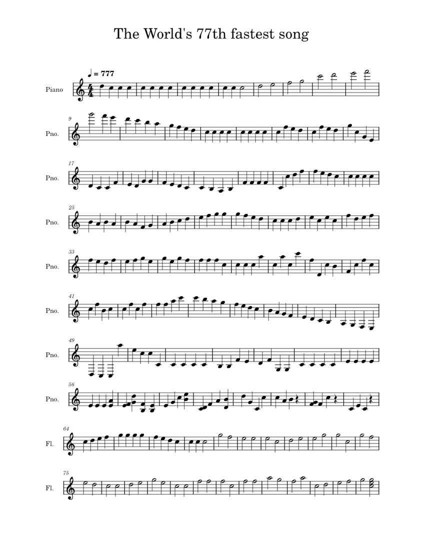 The World's 77th Fastest Song - piano tutorial