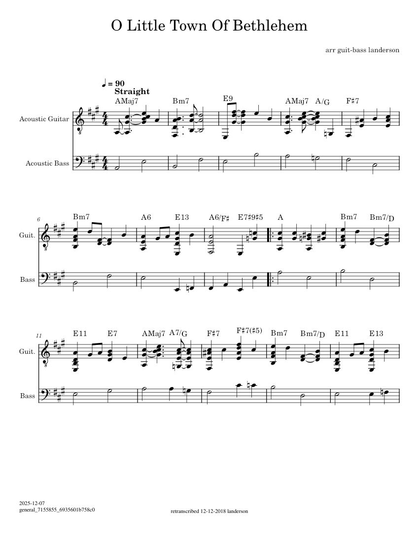 O little town of bethlehem – Misc Christmas Sheet Music for Guitar ...