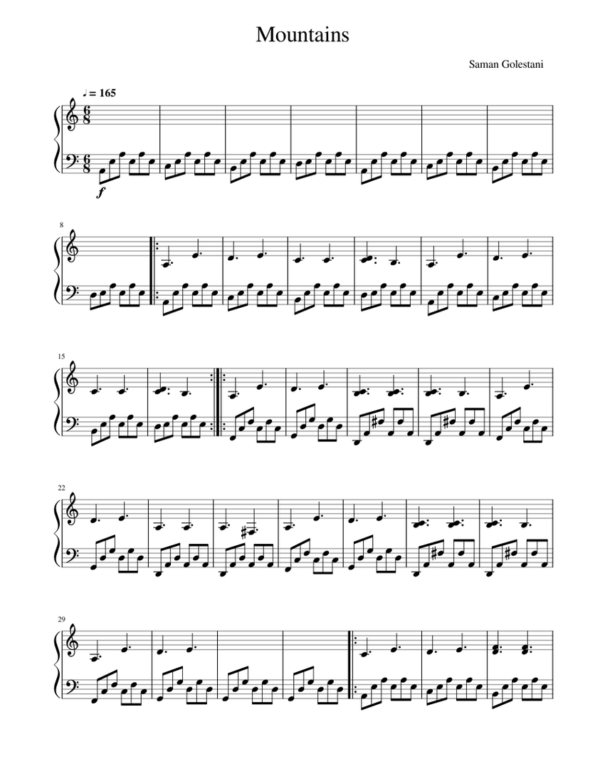 Mountains Sheet music for Piano (Solo) Easy | Musescore.com