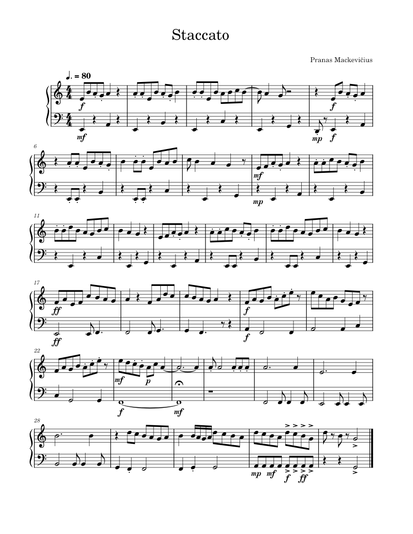 Staccato Sheet music for Piano (Solo) Easy | Musescore.com