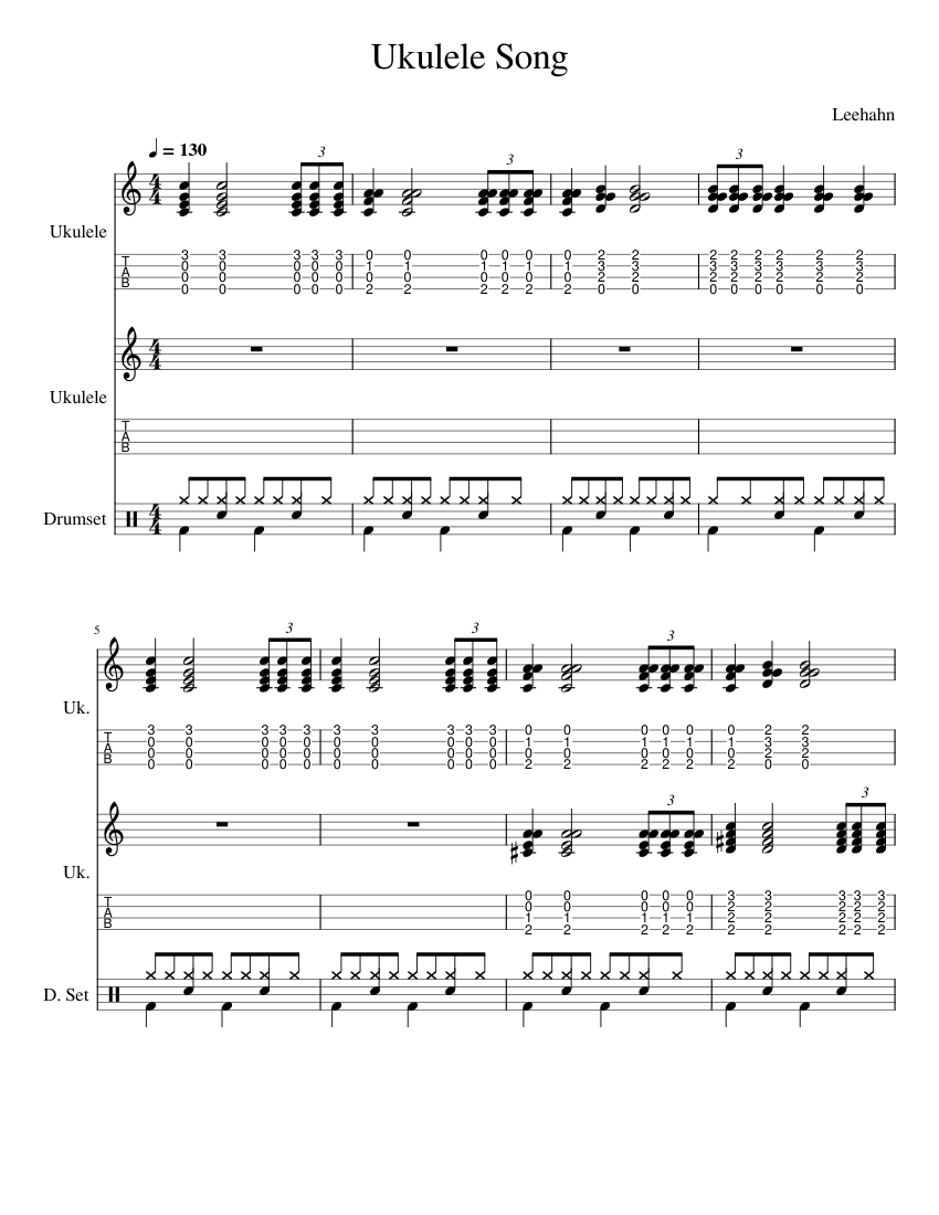 Ukulele_Song Sheet music for Drum group, Ukulele (Mixed Trio ...