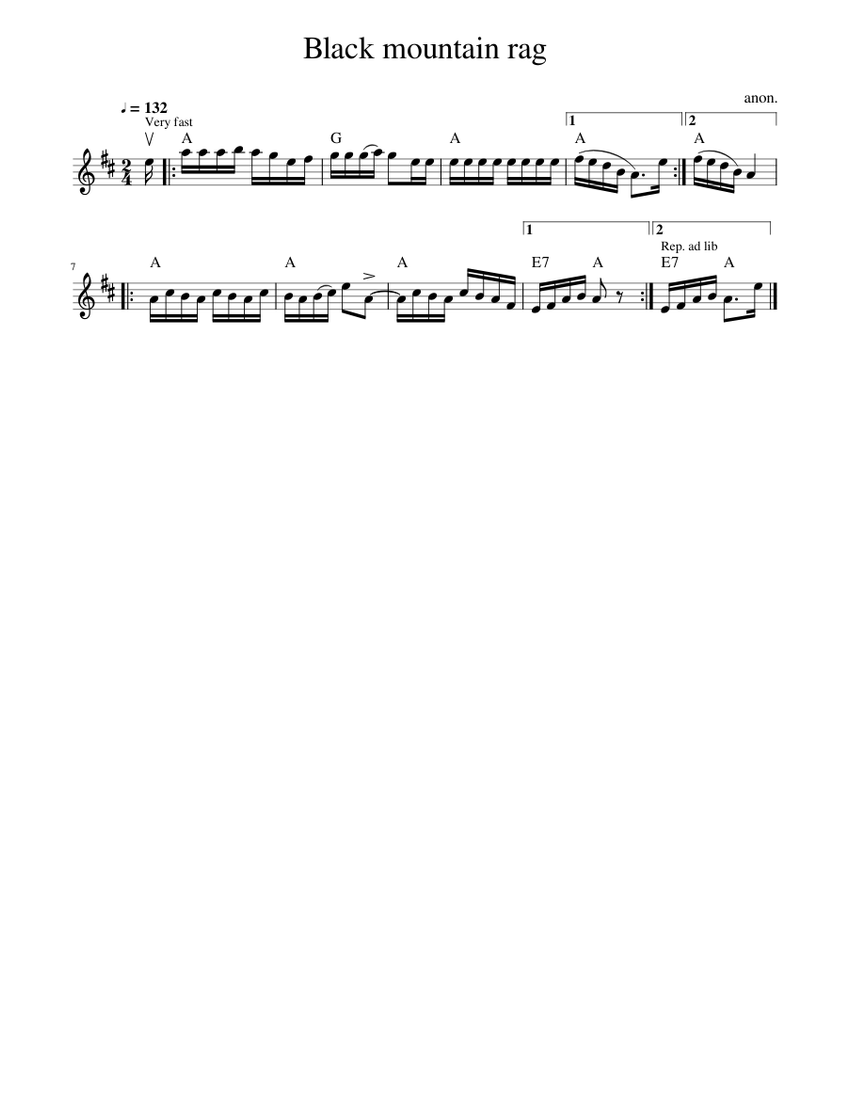 Black mountain rag Sheet music for Piano (Solo) Easy | Musescore.com