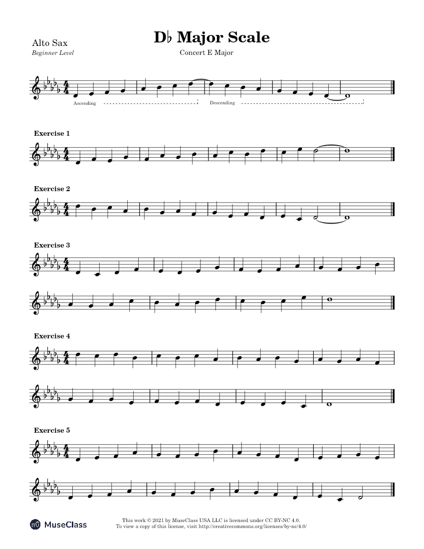 Concert E Major Scale Exercises-Beginner for Alto Sax Sheet music for ...