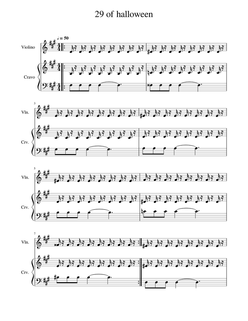 29 of halloween Sheet music for Harpsichord, Violin (Mixed Duet ...