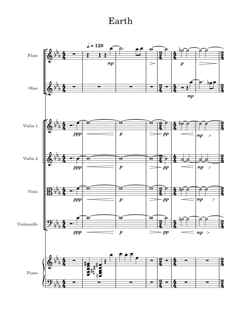 Earth Sheet music for Piano, Flute, Oboe, Violin & more instruments ...