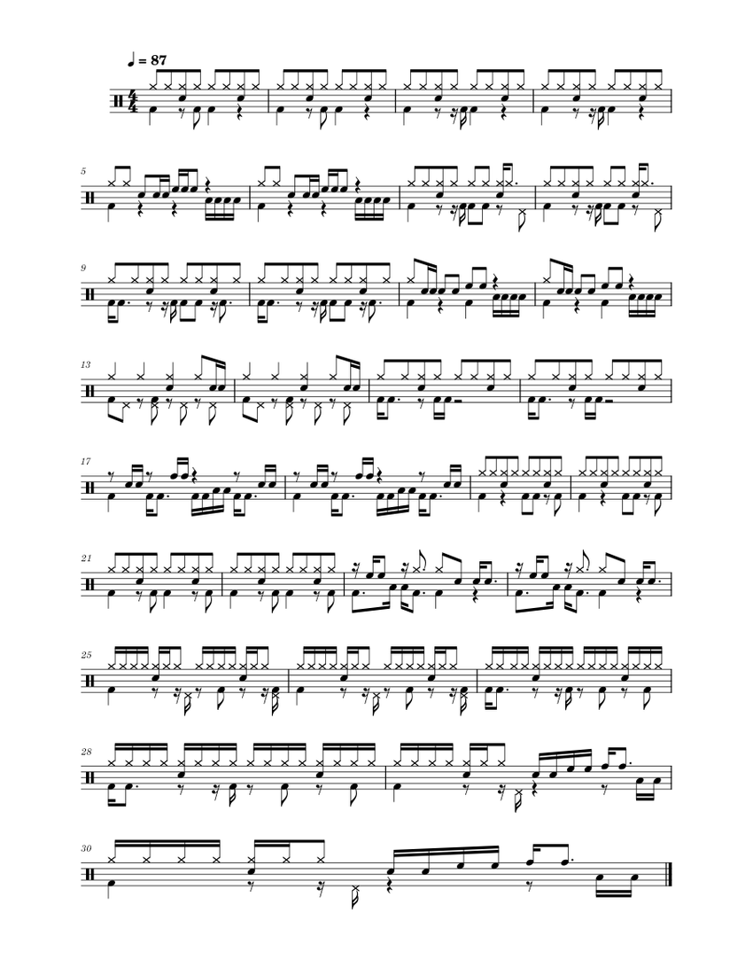 Ballad Drum Pattern Sheet Music for Drum group (Drum Corps (Modern ...