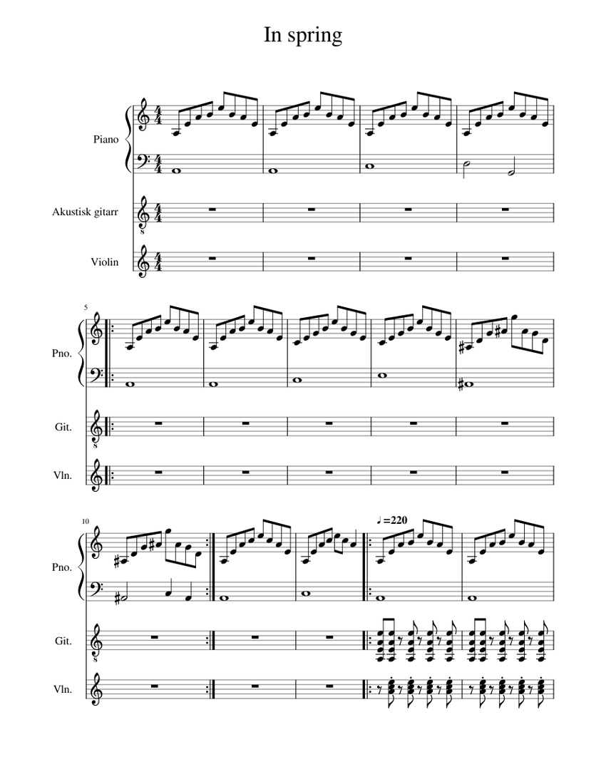 In_spring Sheet music for Piano, Violin, Guitar (Mixed Trio ...