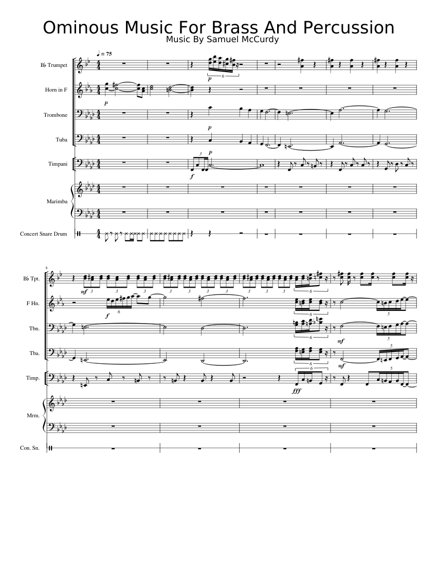 Ominous Music For Brass And Percussion - Samuel McCurdy Sheet Music for ...