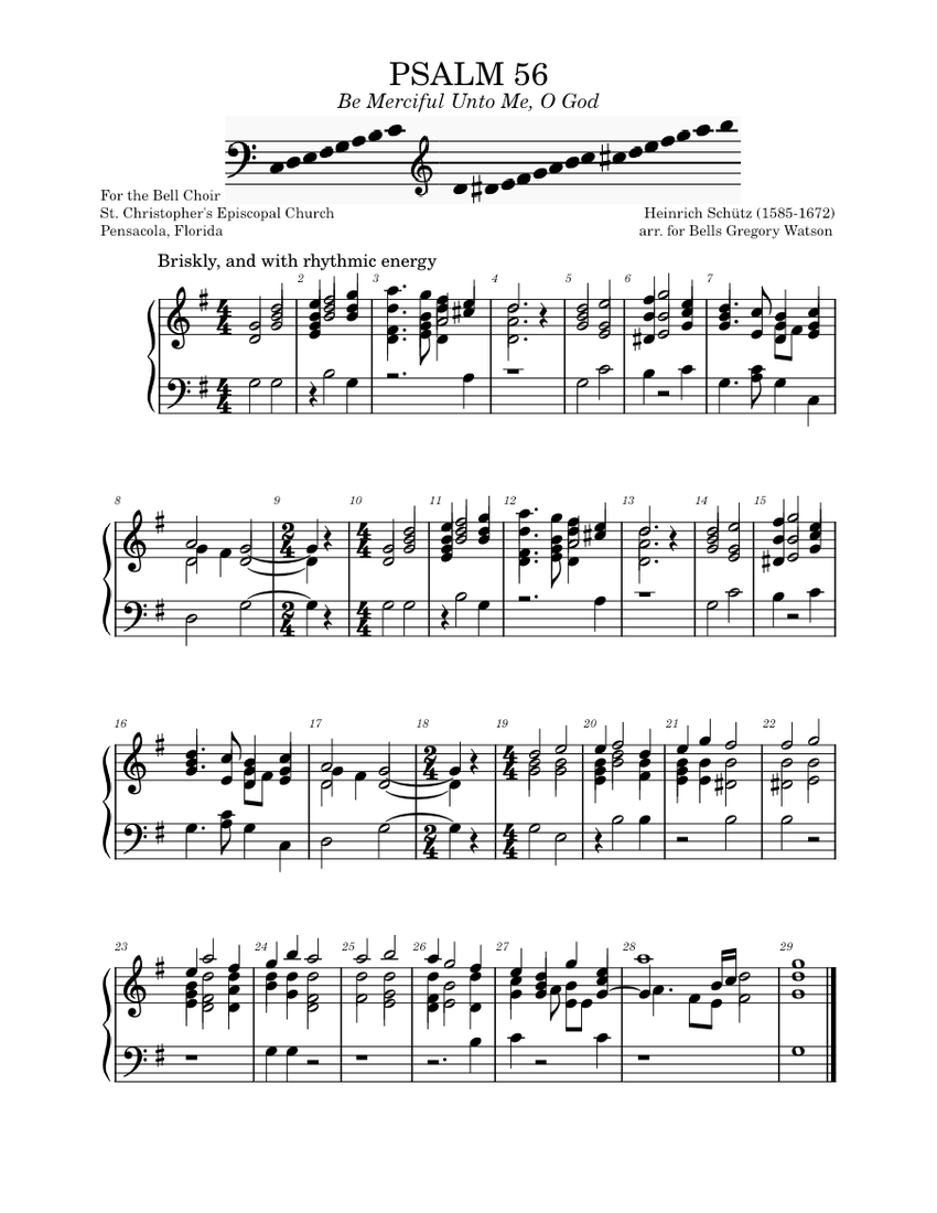 Psalm 56 – Heinrich Schütz Sheet music for Piano (Handbell Ensembles ...