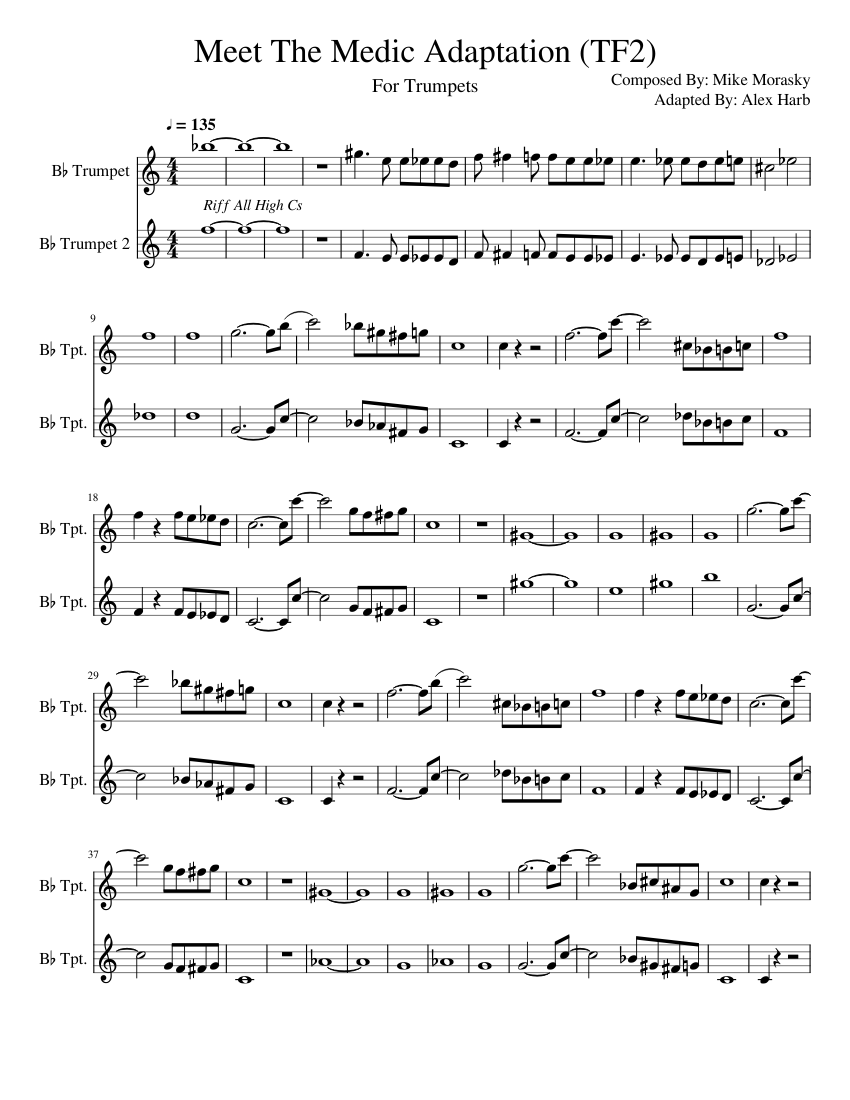 Meet the Medic Theme (TF2) Sheet music for Trumpet in b-flat (Brass Duet) | Musescore.com